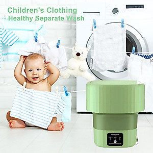 Portable Washing Machine, 9l Large Capacity, Foldable Washing Machine Suitable For Washing Small Clothes, Baby Clothes, Underwear, Socks, Pet Supplies, Apartments, Camping, Rv Travel Laundry- Green …