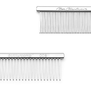 Chris Christensen 5in Face and Feet Fine/Coarse Butter Comb, Groom Like a Professional, Rounded Corners Prevent Friction and Breakage, Solid Brass Spin with Steel Teeth, Chrome Finish