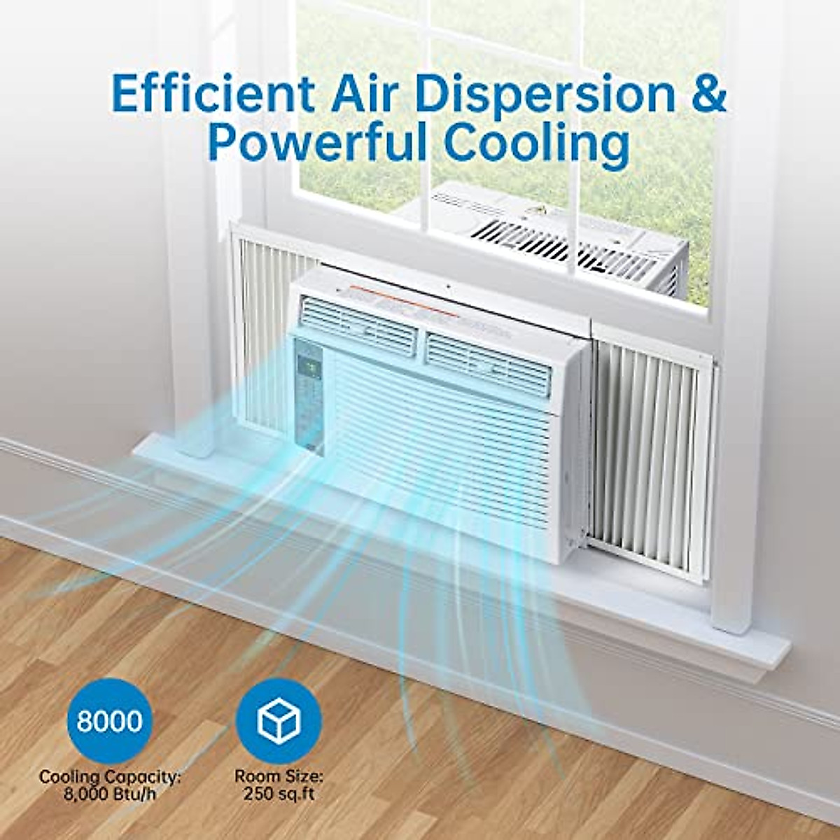 Garvee Window Air Conditioner 6000 BTU, Efficient Cooling Window AC Unit with Remote and App Control, Window-Mounted Room Air Conditioner for Rooms up to 250 Sq.ft, 3 Fan Speeds, Easy Install Kit