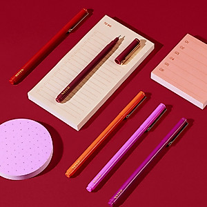 Noted by Post-it Printed Notes Gift Box, 4 Piece Set, Warm Colors, Includes Round Sticky Notes, Square Sticky Notes, Mini List Sticky Sticky Notes, 3-Pack Pens (NTD-BOX-SRD)