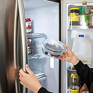 Modfamily Silicone Stretch Lids (7 pack, includes EXCLUSIVE XL SIZE), Reusable, Durable & Expandable to Fit Many Container Sizes & Shapes. Superior for Keeping Food Fresh, Dishwasher & Freezer Safe