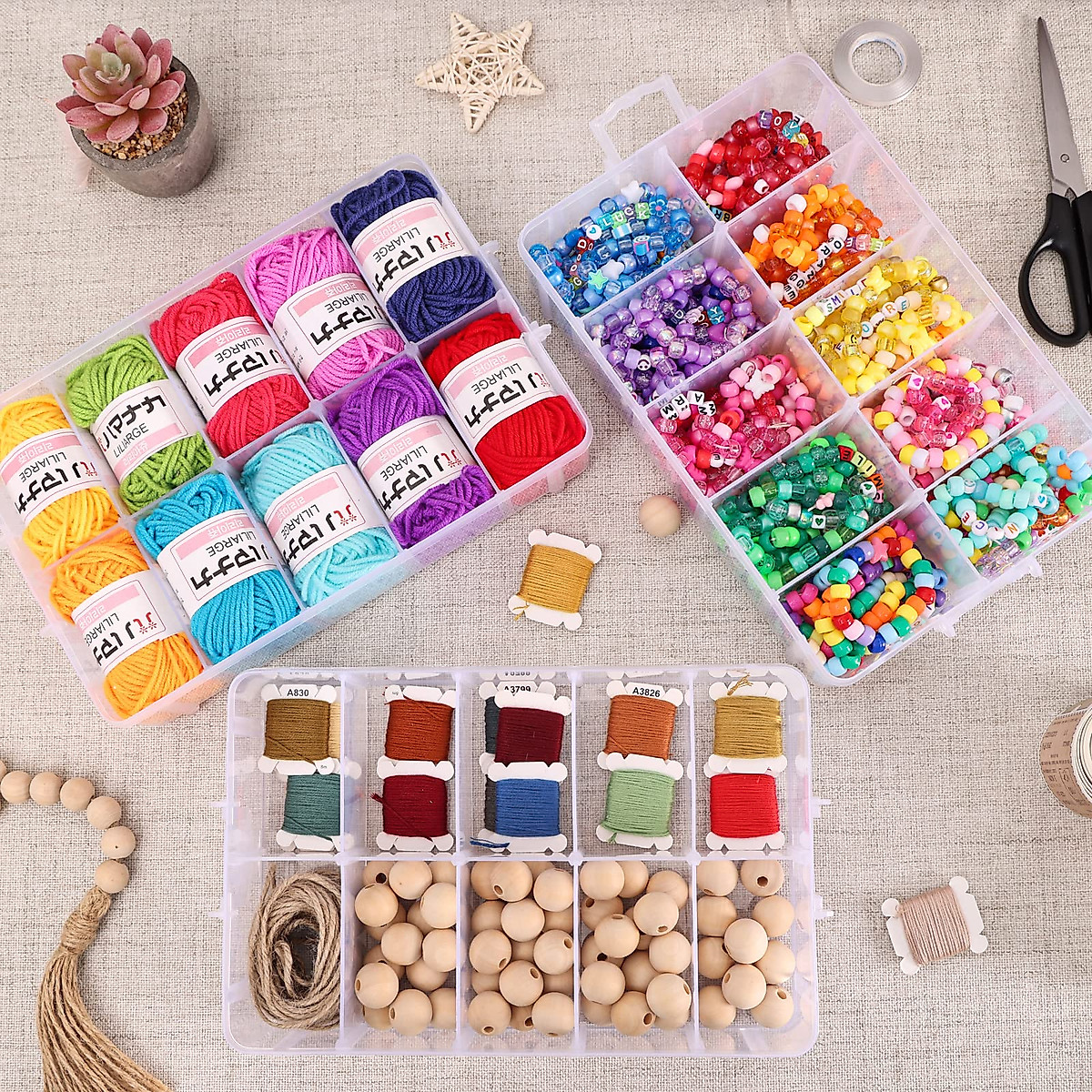 Quefe 6-Tier Stackable Storage Container Box with 60 Compartments, Plastic Organizer Box for Organizing Washi Tape, Embroidery Accessories, Threads Bobbins, Kids Toy, Beauty Supplies