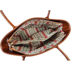 Floto Napoli Italian Leather Women's Shoulder Bag Handbag Purse (Olive Honey Brown)