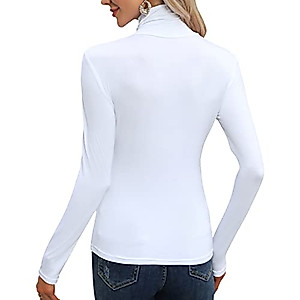 ciciread Womens Long Sleeve Turtleneck Slim Fitted Lightweight Casual Active Layer Tops Shirts (as1, Alpha, m, Regular, Regular, White)