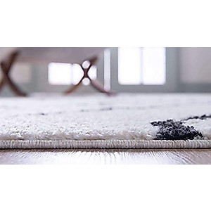 Unique Loom Morocco Collection Tribal, Southwestern, Bohemian Area Rug, 9' 0" x 12' 0", Ivory/Black
