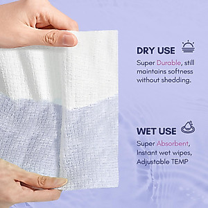 PoeticEHome Cotton Tissue Dry Wipes - Extra Thick Biodegradable Facial Cleansing Towel Disposable Wash Cloth for Makeup Cleaning 4 PACK