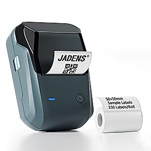 JADENS Label Makers, Bluetooth Label Printer for Barcode, Address, Clothing, Mailing, Small Business, Home, Portable Label Maker Compatible with iOS & Android, with 1Pack 50×30mm Label