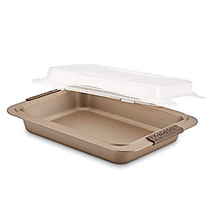Anolon Bronze Nonstick Baking Pan With Lid / Nonstick Cake Pan With Lid, Rectangle - 9 Inch x 13 Inch, Brown