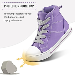 K KomForme Kids Sneakers for Boys and Girls Toddler Canvas High Top Walking Causal Shoes with Zipper Purple