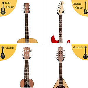 Guitar Wall Mount 3 Pack, Black Walnut Wood Guitar Hanger, U-Shaped Guitar Wall Hanger Mount, Guitar Holder Hook Stand Wall for Acoustic, Electric Guitar, Banjo, Bass, for Guitar Player Men Boy