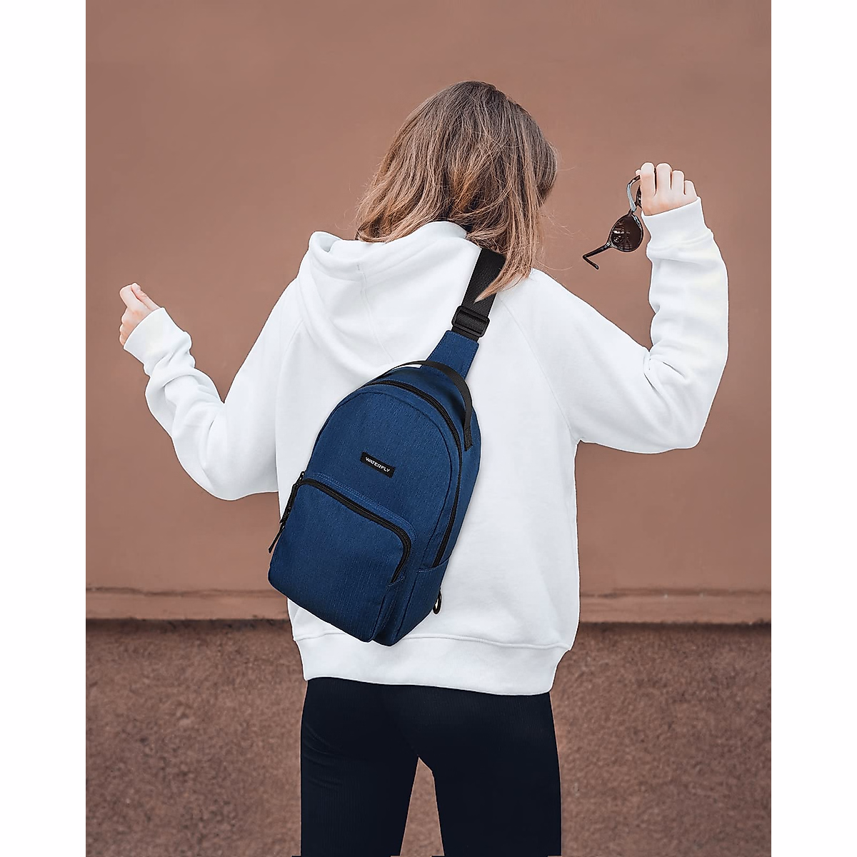 WATERFLY Women's Crossbody Mini Bags: Small Sling backpack with Zipper Pocket Adjustable Strap (Blue)