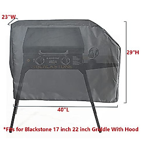 Mini Lustrous Grill Cover Fits for Blackstone 17inch 22inch Griddle with Hood and Stand, Perfect Take Along Griddle Accessories for Outdoor Cooking and Camping (Black)