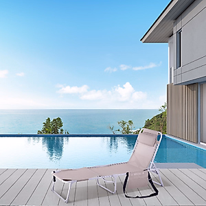 Tanning Chair for Adults with Face Hole- Versatile, Folding Chaise Lounge Chair for Outside Pool, Beach, Sunbathing and Reading on Stomach - Heavy Duty, Foldable Laying Out Chair for Tanning (Beige)