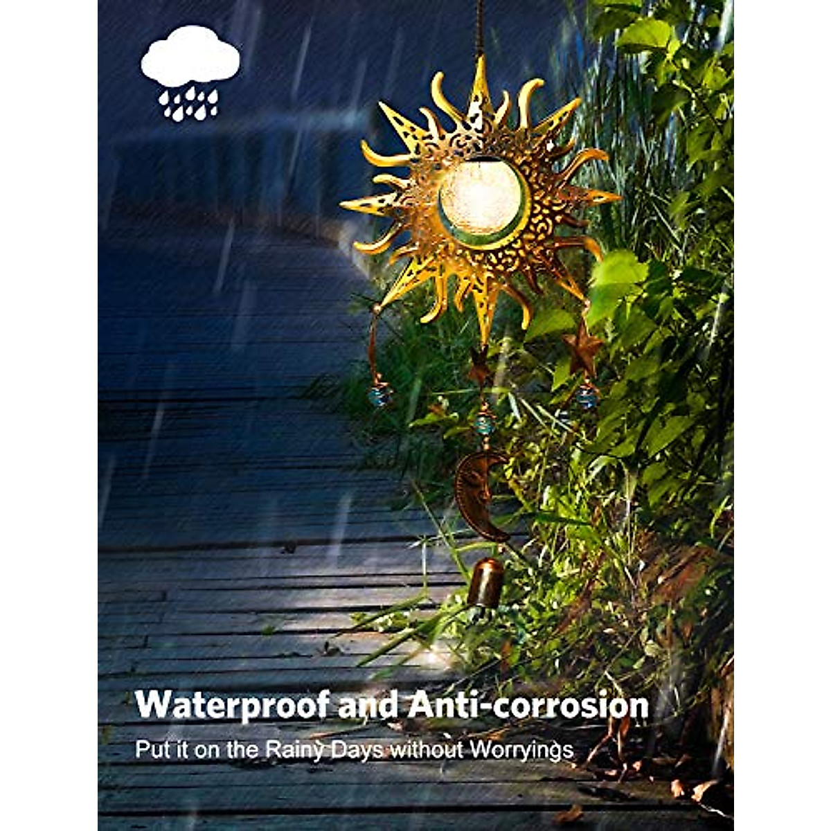 Hanging Solar Lights Wind Chimes: Sun Wind Chimes Outdoor for Mom's Day Gifts-Solar Wind Chimes Waterproof Globe Glass Path Lights with Windbells for Patio Lawn Porch Decoration and Festival Gifts