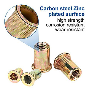 SAE and Metric Rivet Nuts, GTERNITY 380PCS #6-32#8-32#10-24 1/4-20 5/16-18 3/8-16 1/2-13 and M3 M4 M5 M6 M8 M10 M12 Nuserts Assorted Flat Head Rivnuts Threaded Insert Nut Kit 14 Sizes