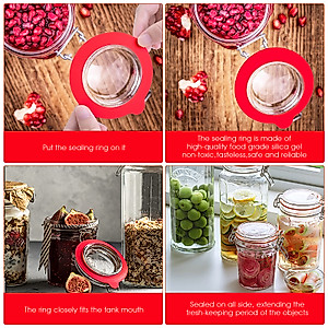 12 Pieces Silicone Jar Gaskets, 3.75 Inches Replacement Rubber Seals Rings Airtight Silicone Gasket Sealing Rings for Mason Canning Jar, Regular Glass Jars (Red)