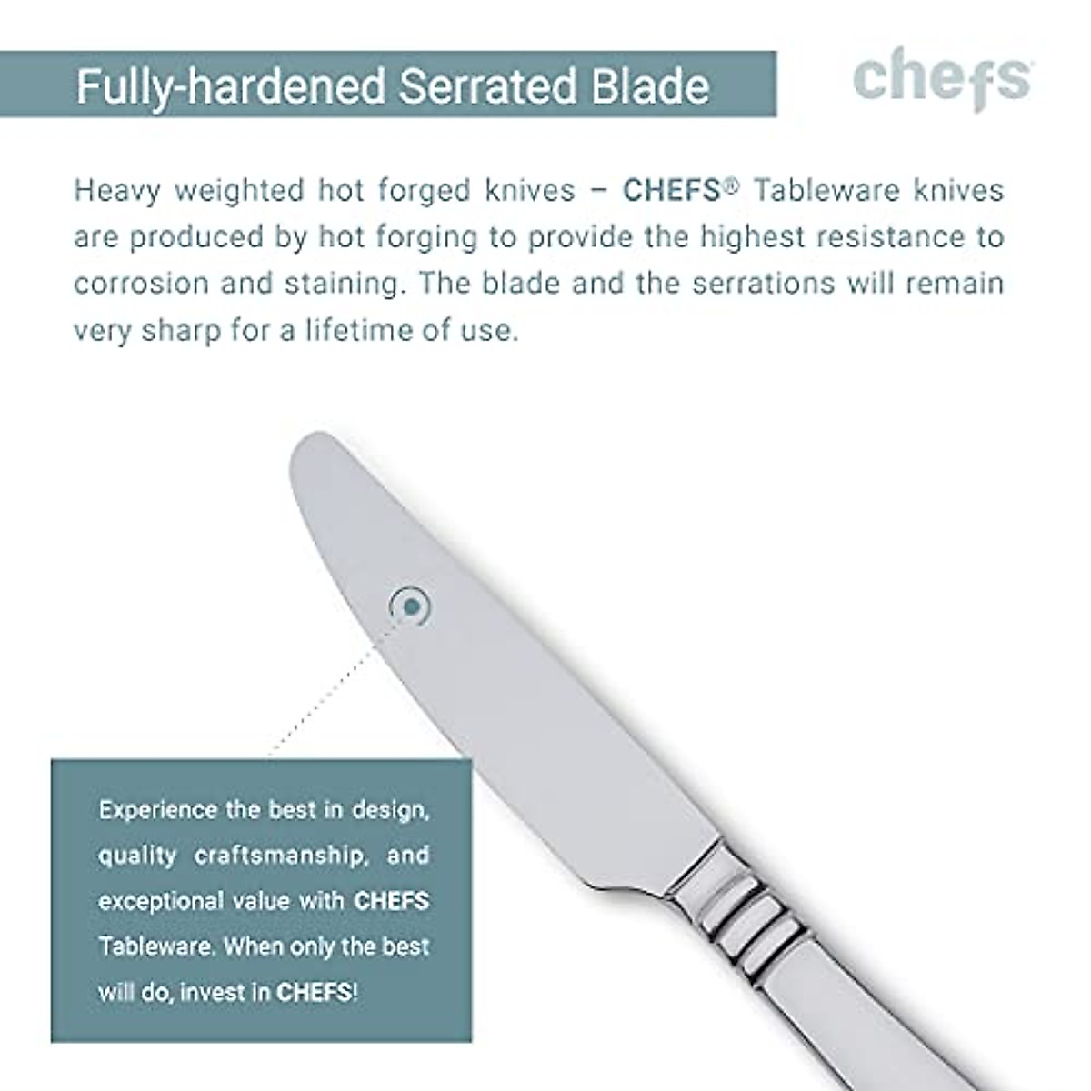 Chefs 18/10 Stainless Steel 44pc Flatware Set, Service for 8, Harlow