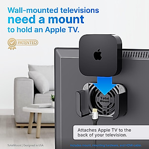 TotalMount for Apple TV – Mount Compatible with All Apple TVs (Premium Black and Gray Apple TV Mount and Cable)