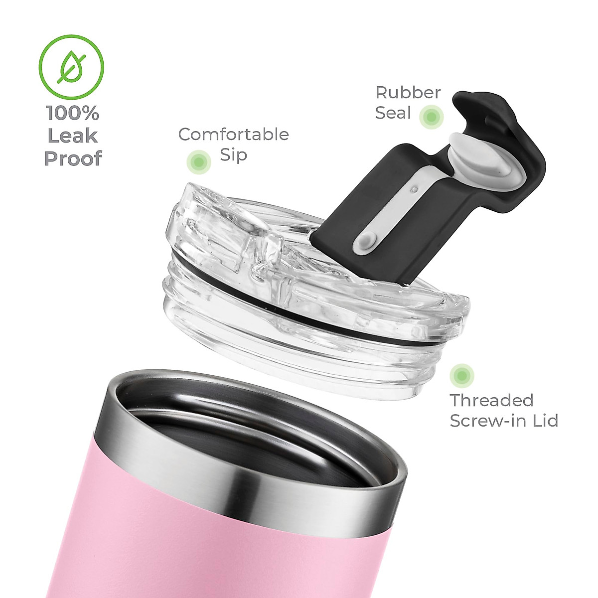 SIPX™ Triple-Insulated Tumblers - 18 Oz. Slim Modern Tumbler With Lid, insulated Cup Keeps Hot For 12 Hours, Stainless Steel Tumbler Made Of Sustainable Material, Coffee Travel Mug (Pink)