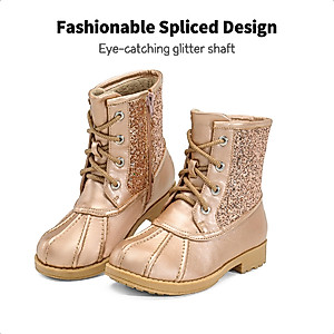 DREAM PAIRS Girls Side Zipper Glitter Ankle Boots KBO212 Rose/Gold Size 1 Little Kid
