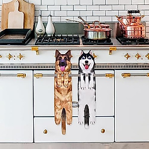 AGRIMONY Funny German Shepherd Dog Hand Towels for Kitchen Bathroom - Dog Mom Gifts for Women Dog Dad Gifts for Men- Mothers Fathers Valentines Day Housewarming Gifts for Dog Lovers