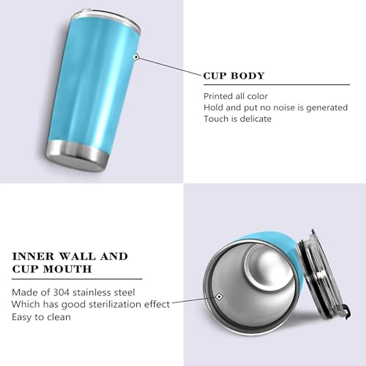 innewgogo Blue Light 20 oz Stainless Steel Vacuum Insulated Tumbler for Women Men Reusable Water Bottle with Leak-proof Lid & Straw Travel Coffee Mug for Home Office Gym School Iced Tea Coffee Water