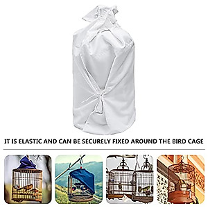 NUOBESTY Bird Cage Cover Shade Cloth Round Dome Cage Cover for Parakeets Lovebirds Budgies Finches Canary Small Bird Cage White