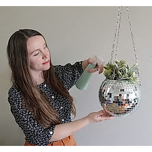 DADO 8" Disco Ball Planter - Disco Planter for indoor plants- Disco Ball Plant Hanger - unique plant pots - Boho Disco Ball hanging planter - Planters for indoor plants - hanging pots disco ball decor