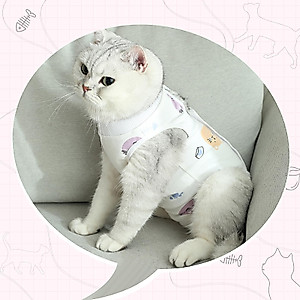 2 PCS Cat Recovery Suit for Spay Abdominal Wounds, Cat Onesie for Cats After Surgery, Cat Surgery Recovery Suit Female Breathable E-Collar Alternative Kitten Onesie for Cats Anti Licking (Medium)