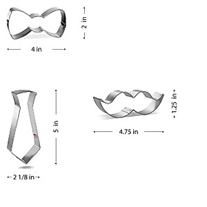 Foose Cookie Cutters Fathers Day 3 Piece Cookie Cutter Set with Recipe Card, Made in USA
