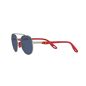 Ray-Ban RB3696M Scuderia Ferrari Collection Round Sunglasses, Gunmetal/Dark Blue, 51 mm