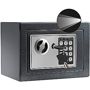 Digital Electronic Safe Box Small Home Office Security Safe with Digital Lock Wall Cabinet Safe for Jewelry Money Gun Valuables,Solid Steel with 4 Batteries (Black)