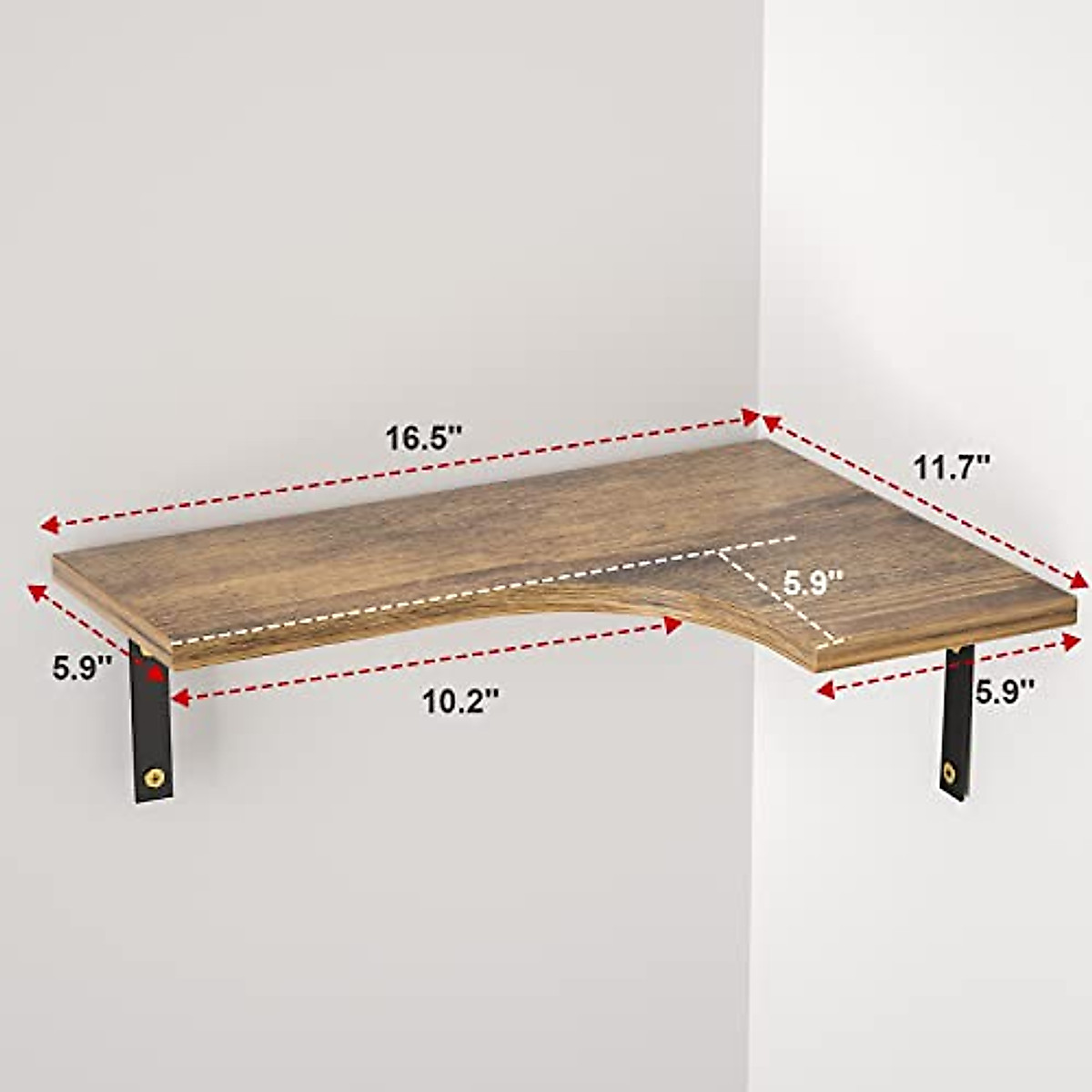 Audessy Corner Floating Shelves, Wall Shelf Set of 4, Rustic Wood Hanging Shelves for Bedroom, Living Room, Bathroom, Kitchen