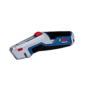 Bosch Professional 1600A01V3H Universal Knife with a Retractable Compartment in The Handle (incl. Three Trapezoid Blades), Blue