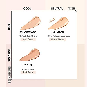 AMUSE Dew Jelly Vegan Cushion Foundation Glow Dewy Finish Clean Beauty Dry and Sensitive Skin Eco-Friendly 1.5 CLEAR