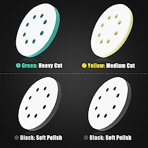 4 Pack Upgraded Foam Sanding Pads for Orbital Sander, 5 Inch 8 Holes Orbital Sander Surfprep Foam Pad, Hook and Loop Soft Density Interface Pads with Soft & Hard Cushion Sponge Buffer by Elechiakan