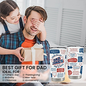 SANDJEST Dad Jokes Insulated Tumbler with Lid - 20oz Stainless Steel Mug for Father - Funny Coffee Cup for Travel Sport Office, Gift for Birthday Father’s Day