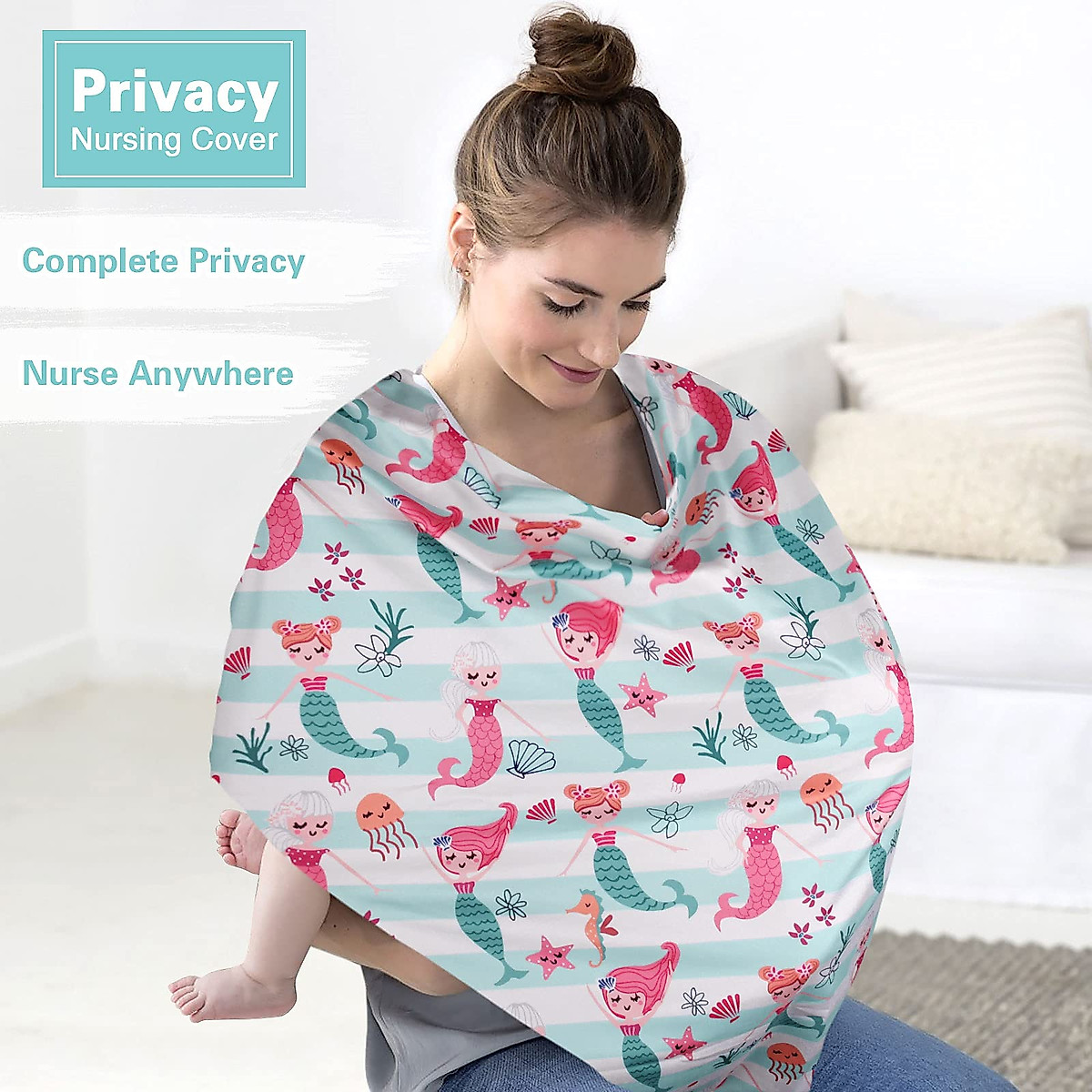 Car Seat Covers for Babies, Infant Carseat Canopies for Boys Girls, Opening Nursing Cover with Breathable Interactive Window, Soft Carrier Cover Newborn Shower Gift