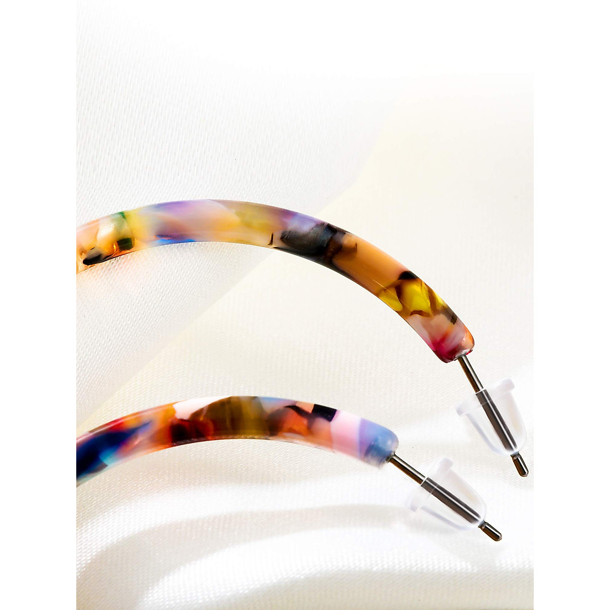 Jovitec 3 Pairs Tortoise Shell Hoop Earrings Acrylic Resin Earrings Mottled Earrings Jewelry for Women Favors (Style 5)