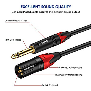 DREMAKE 6.35mm 1/4'' TRS to XLR Male 66FT, 1/4-Inch TRS Male to XLR 3-Pin Male Balanced TRS Cable, TRS 1/4 Inch to XLR Male Audio Stereo Mic Cable for Pro Audio Mixer Microphone XLR to TRS Patch Cord