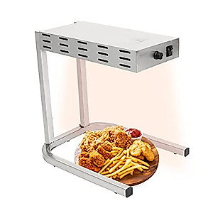 Restlrious French Fry Warmer Commercial Heat Lamp Food Warmer in 16” Height, 1 Pack Free Standing Electric Infrared Heating Dump Station, 500W Stainless Steel Food Warming Light with Stand