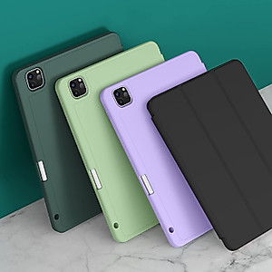 ZryXal New iPad Pro 12.9 Inch Case 2022/2021/2020(6th/5th/4th Gen) with Pencil Holder,Smart iPad Case [Support Touch ID and Auto Wake/Sleep] with Auto 2nd Gen Pencil Charging (Black)