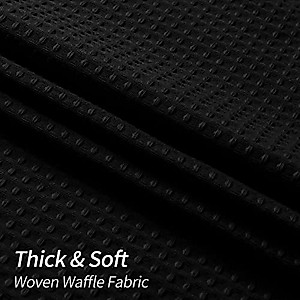 MitoVilla Black Waffle Fabric Shower Curtain, Heavyweight Hotel-Grade Cloth Shower Curtain for Modern Country Bathroom Decor, Waterproof & Wrinkle Resistant, 72 x 72