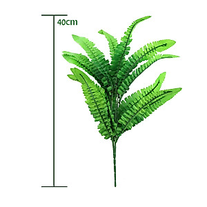 Oopsu 5 Bunches Fake Faux Artificial Boston Ferns Plants Greenery Bushes for Indoor Outside Home Garden Office Verandah Wedding Decor