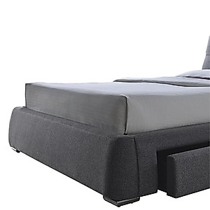 Benjara Fabric Upholstered Tufted California King Storage Bed with 4 Drawers, Gray