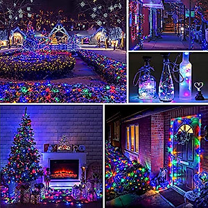 mafiti 2 Pack Coloured Solar String Lights Outdoor,12M/40Ft 120 LED 8 Modes Solar Garden Lights Waterproof Fairy Lights Copper Wire Decorative Lighting for Home,Garden,Patio,Yard,Party,Wedding