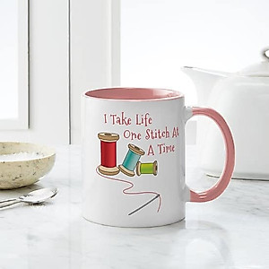 CafePress One Stitch At A Time Mugs Ceramic Coffee Mug, Tea Cup 11 oz
