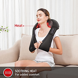 Snailax Cordless Massager - Shiatsu Neck and Shoulder Massager with Heat, Portable, Lumbar, Foot Electric Massage Pillow