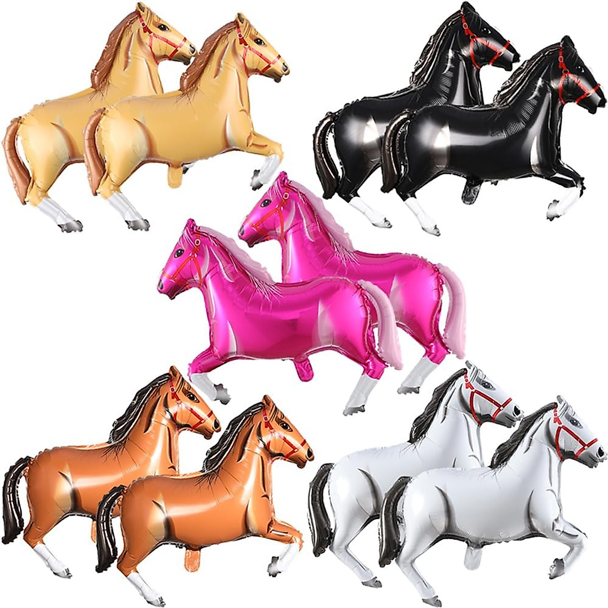 10PCS 30 Inches Horse Shaped Foil Balloons for Western Cowboy Derby Day Festival Country Farm My First Redeo Birthday Party Baby Shower Decoration Supplies