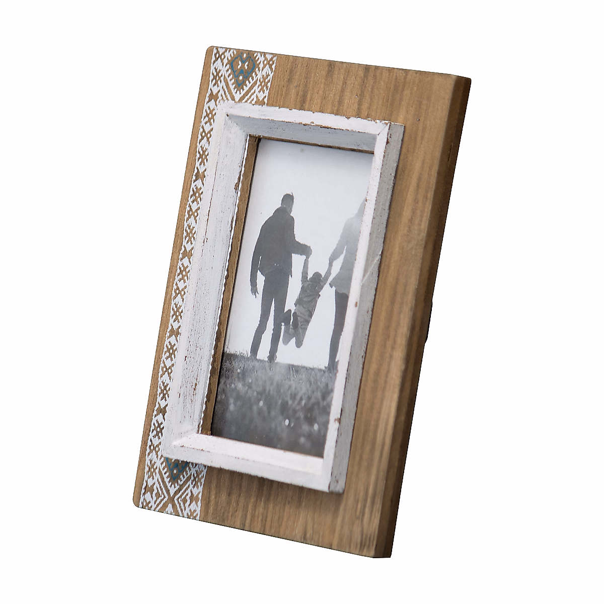 Foreside Home & Garden White Southwest Motif 4x6 Inch Wood Decorative Picture Frame